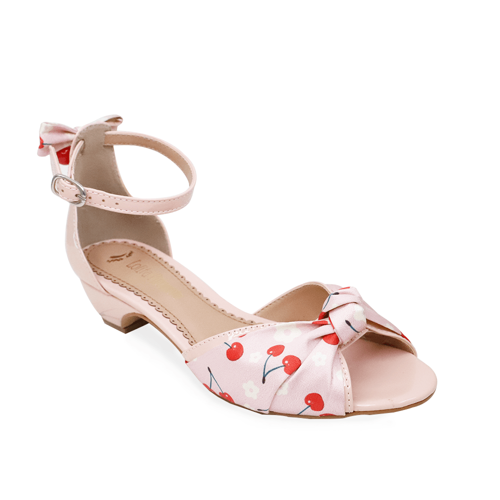 Sandália Dance Miss bb Cherry Vegan Verniz Rosa Quartzo e Cetim Cerejas ...